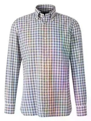 LUIGI BORRELLI Checked Long-sleeved Shirt - Blue