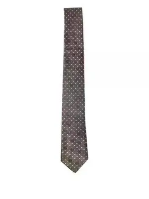 Giorgio Armani Geometric Print Silk Tie - Brown