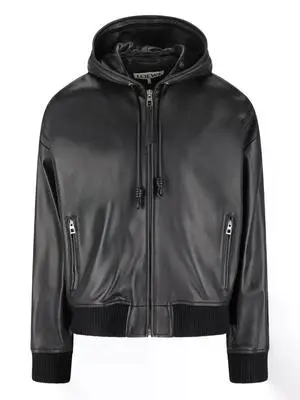 Loewe Hooded Leather Jacket - Black