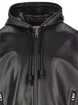 Loewe Hooded Leather Jacket - Black