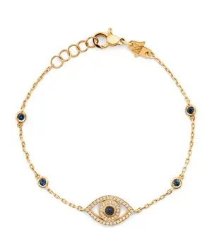 NETALI NISSIM Diamond And Sapphire Evil Eye Bracelet - Gold