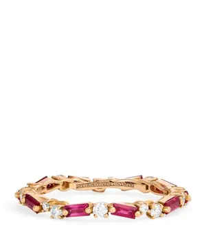 SUZANNE KALAN Diamond And Ruby Eternity Ring - Rose Gold