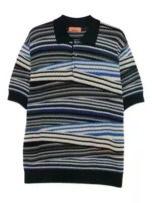 Missoni Striped Zig-zag Polo Shirt - Black
