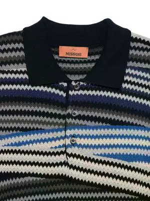 Missoni Striped Zig-zag Polo Shirt - Black