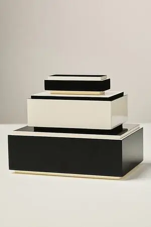 Anthropologie Modern Lacquer Box - White/black