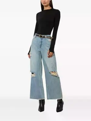 Alice + Olivia Devoe Distressed Raw-hem Jeans