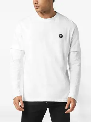 Philipp Plein Double-sleeved Jacquard-crest T-shirt