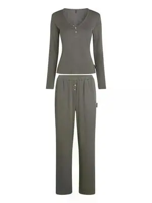 Karl Lagerfeld K Essential Ribbed Pajama Set - Grey