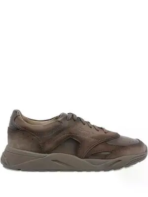 Santoni Innova Leather Suede Sneakers - Brown