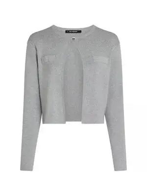 Karl Lagerfeld Ikon Cropped Cardigan - Grey