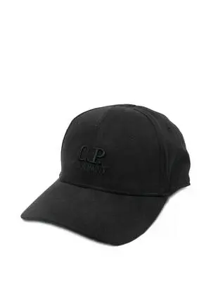 C.P. COMPANY Gabardine Baseball Cap With Embroidered Logo - Black