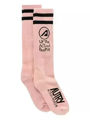 AUTRY Striped Logo Socks - Pink