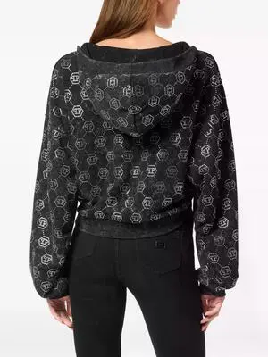 Philipp Plein Monogram Crystal Zip Hoodie