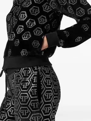 Philipp Plein Monogram Rhinestone Zipped Sweatshirt