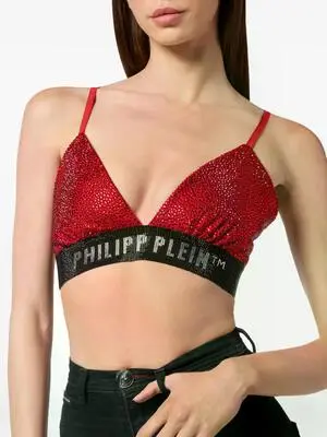 Philipp Plein Rhinestone-embellished Triangle-cup Bra - Red