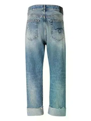 R13 Crossover Frayed Jeans
