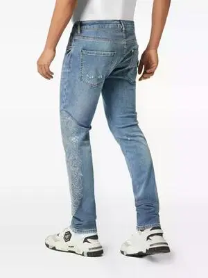 Philipp Plein Embellished Straight-cut Jeans - Blue