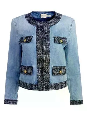 Alice + Olivia Landon Tweed-trimmed Denim Jacket - Blue