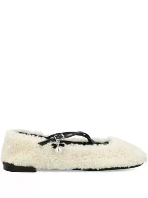 JIMMY CHOO Shearling Ballerina Flats - White