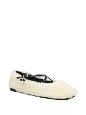 JIMMY CHOO Shearling Ballerina Flats - White