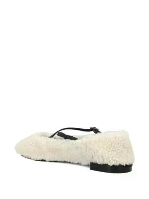 JIMMY CHOO Shearling Ballerina Flats - White