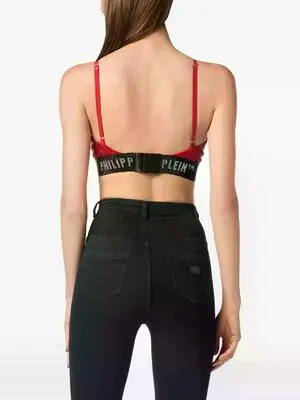 Philipp Plein Rhinestone-embellished Triangle-cup Bra - Red