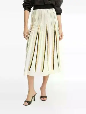 FORTE_FORTE Pleated Striped Midi Skirt