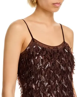 3.1 Phillip Lim Sequin Mesh Slip Dress - Chocolate