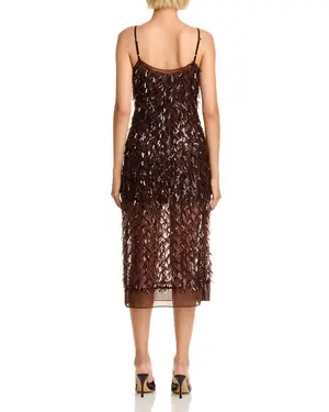 3.1 Phillip Lim Sequin Mesh Slip Dress - Chocolate