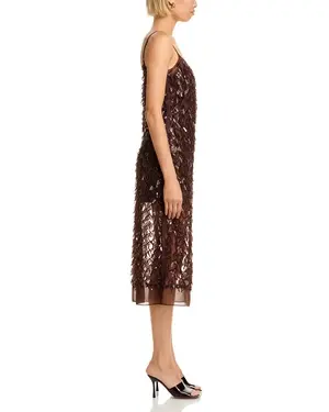 3.1 Phillip Lim Sequin Mesh Slip Dress - Chocolate