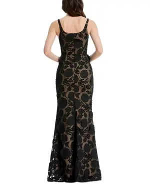 Dress The Population Lorena Applique Gown - Black-nude