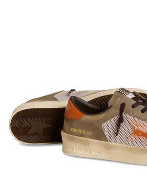 GOLDEN GOOSE Stardan Mesh And Leather Sneakers - Light Grey