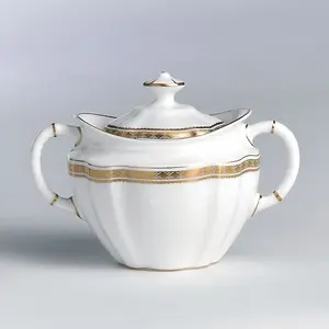 ROYAL CROWN DERBY Carlton Covered Sugar Bowl - Gold