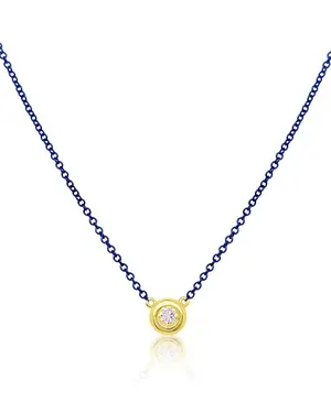 Meira T Yellow Gold Plated Silver Diamond Necklace - Blue