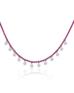Meira T Diamond Dangle Beaded Necklace - Pink/silver