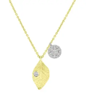 Meira T Yellow Plated Silver Leaf Charm Necklace - Gold