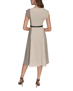 Donna Karan New York A-line Color Block Dress - Vapor/ Driftwood