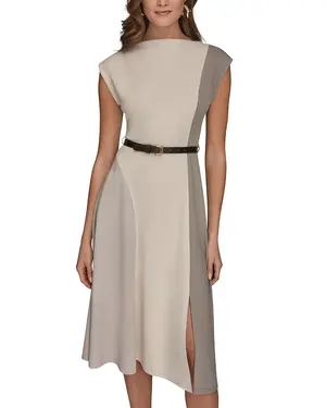 Donna Karan New York A-line Color Block Dress - Vapor/ Driftwood