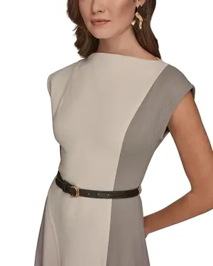 Donna Karan New York A-line Color Block Dress - Vapor/ Driftwood