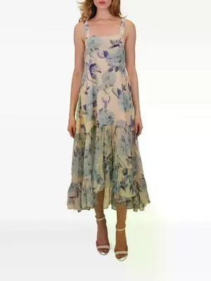 Azeeza Bellevue Floral-pattern Midi Dress - Blue