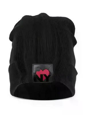 Dkny Logo-patch Beanie Hat - Black
