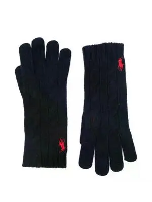 Polo Ralph Lauren Logo-embroidered Knitted Gloves - Blue