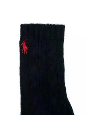 Polo Ralph Lauren Logo-embroidered Knitted Gloves - Blue