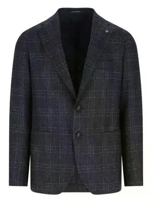Tagliatore Checked Buttoned Blazer - Blue