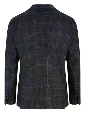 Tagliatore Checked Buttoned Blazer - Blue