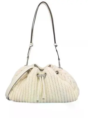 JIMMY CHOO Cable-knit Drawstring Shoulder Bag