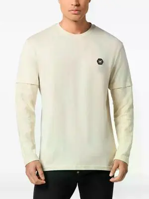 Philipp Plein Jacquard-crest Longsleeve T-shirt - Neutrals