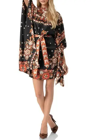 IVONNE Floral Print Mini Dress With Ribbon