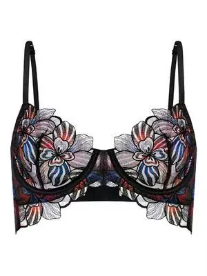 ZHILYOVA Floral Embroidered Bra - Blue