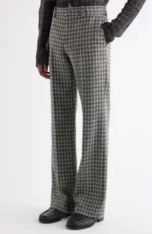 Acne Studios Palvin Check Wool Mouline Trousers - Black/white
